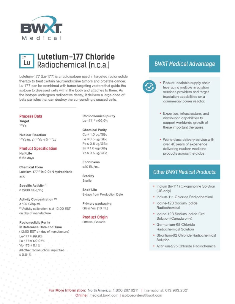 Lutetium-177 - BWXT Medical Ltd. | Innovation in Nuclear Medicine - Delivered.